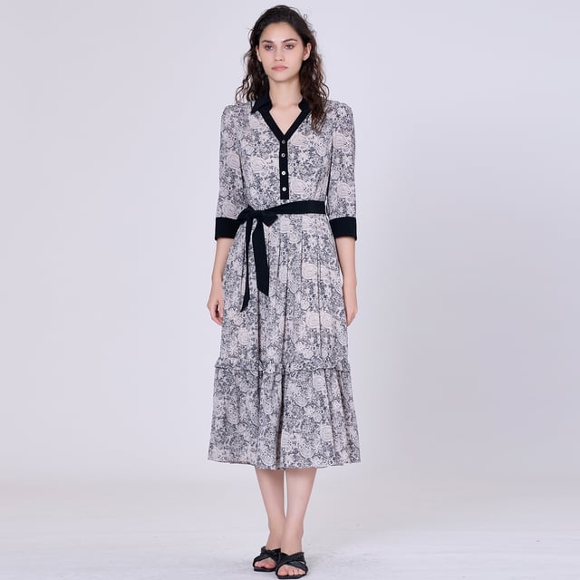 Bedrucktes Blusenkleid aus Bi-Material
