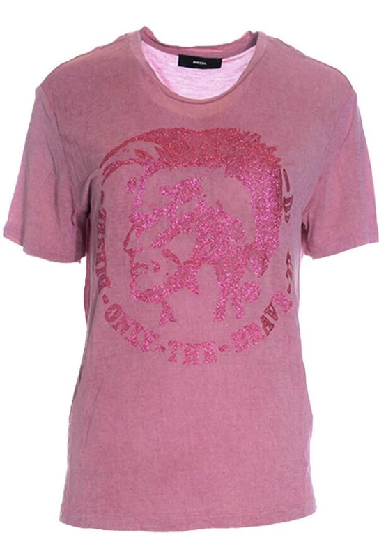 DIESEL T MORI Womens Crew Neck T Shirt in Pink
