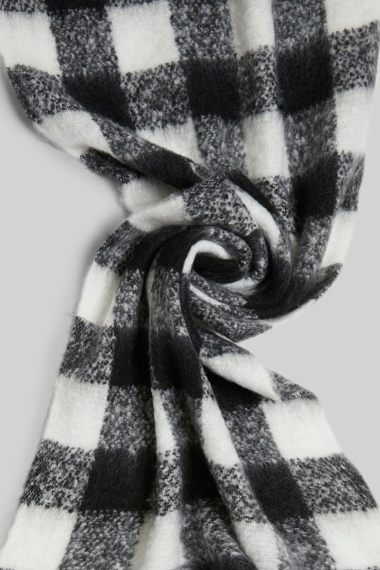 Buffalo Check Pattern Scarf Black-White
