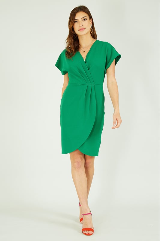 Mela Green Wrap Front Dress