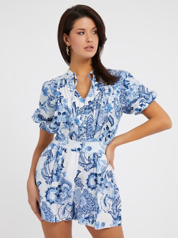 Guess Womens Zaren Linen Romper