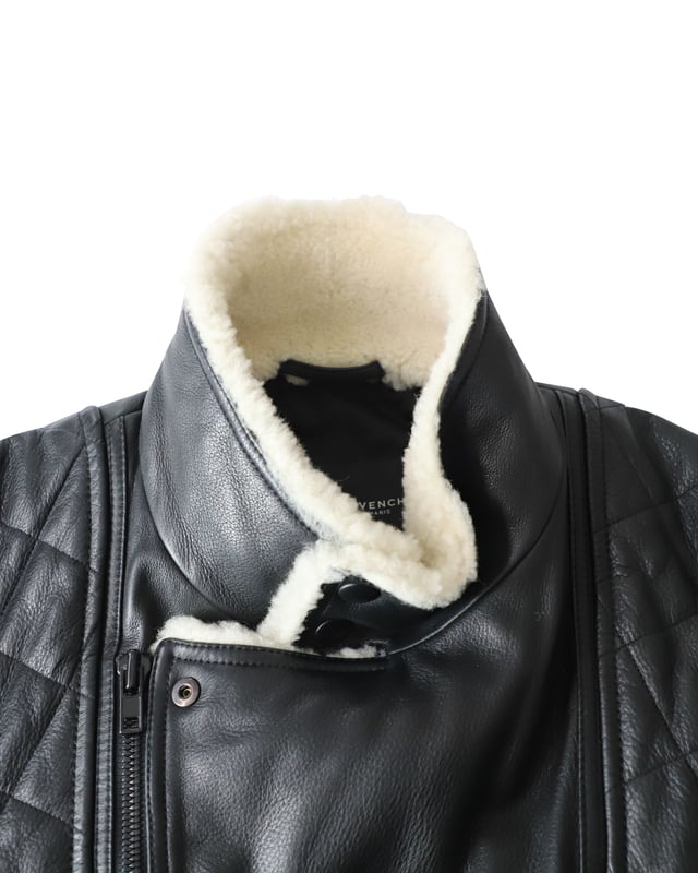 Givenchy Shearling-Trimmed Quilted Jacket in Black Leather