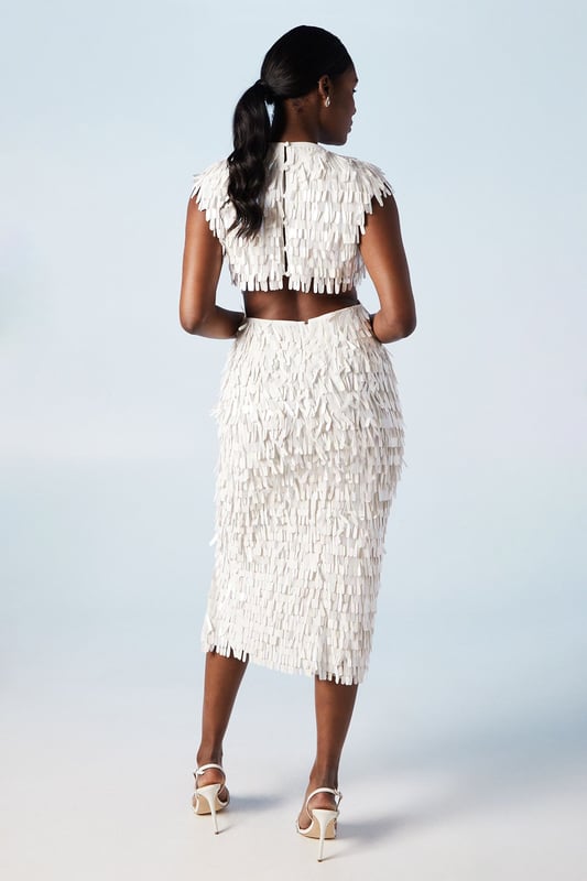 Sequin Detail Open Back Midaxi Bridal Dress