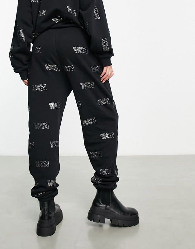 ASOS Weekend Collective jogger with hotfix monogram in black