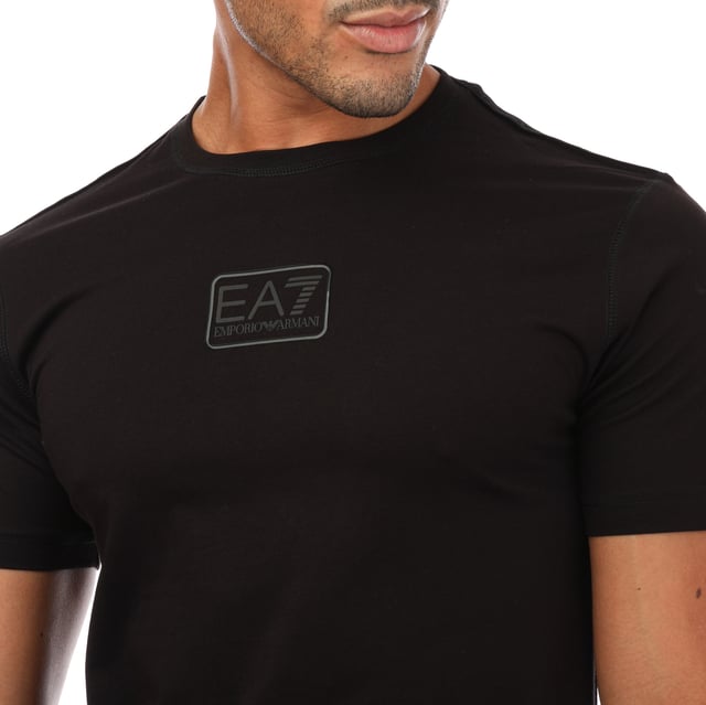 Men's Emporio Armani EA7 Core Identity Centre Logo T-Shirt in Black