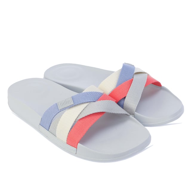 Women's Fit Flop iQushion Multi-Strap Slide Sandals in Grey