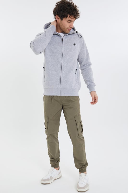 Grey 'Radium' Snood Zip Through Hoodie