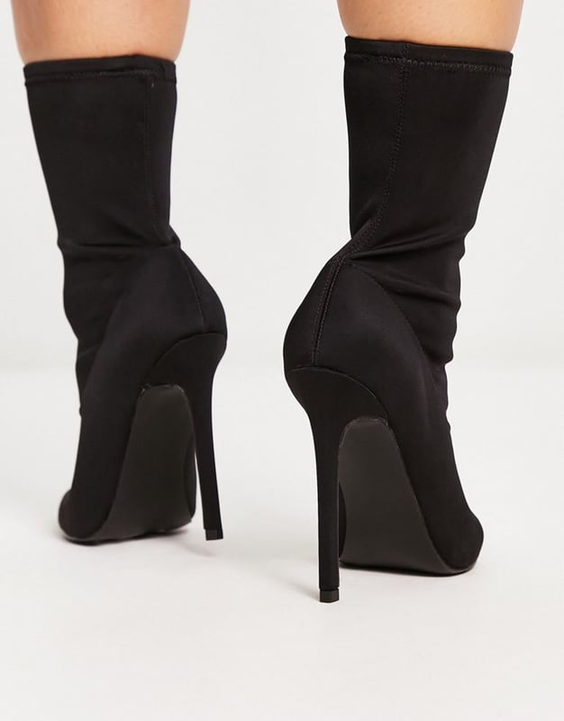 ASOS DESIGN Wide Fit Eleanor high heeled sock boots in black