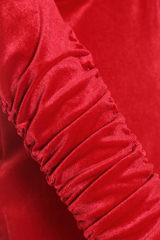 Red Velvet Wrap Midi Dress