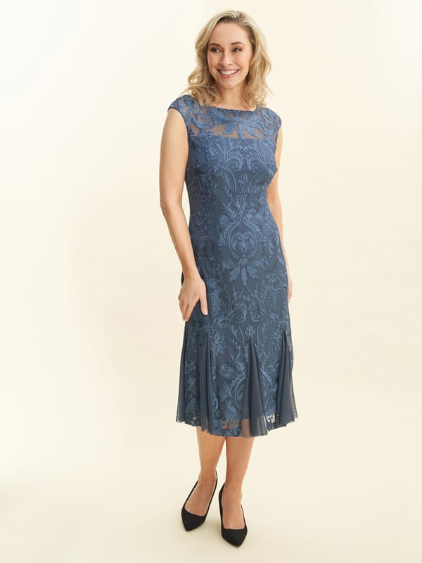Rosia Brocade Fit And Flare Midi Cocktail Dress