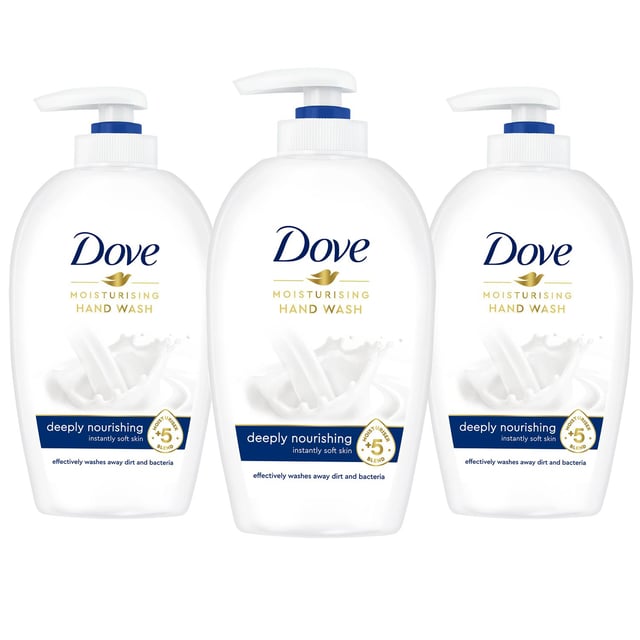 Dove Caring Hand Wash for Moisturised and protected Hands, 3 Pack of 250ml