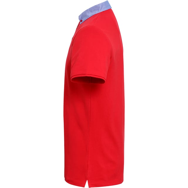 Asquith & Fox Mens Chambray Button Down Collar Polo (Red/Denim)