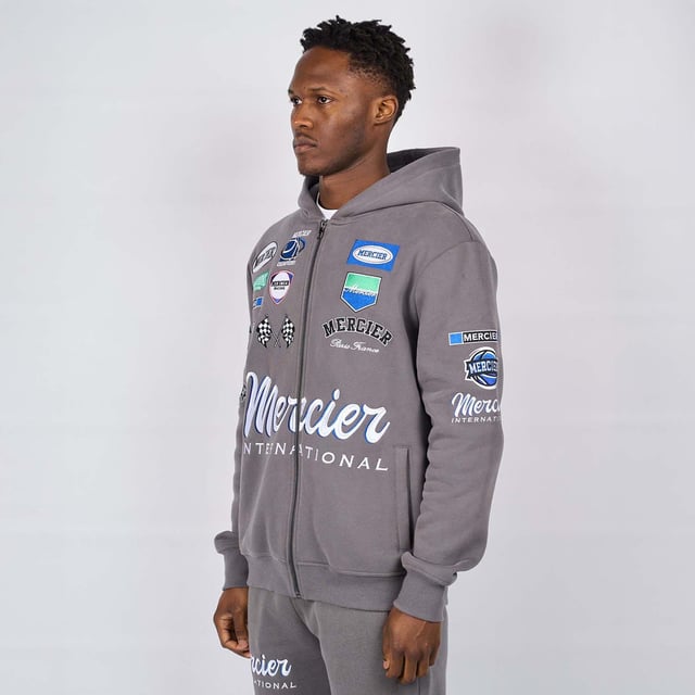 Men's Mercier International Zip Hoodie in Grey