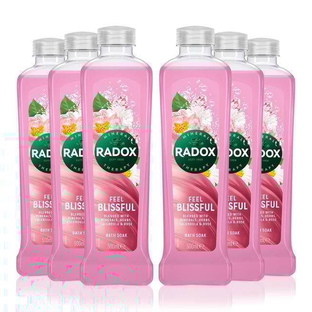 Radox 100% Nature Inspired Fragrances Bath Soak Feel Blissful, 6x500ml