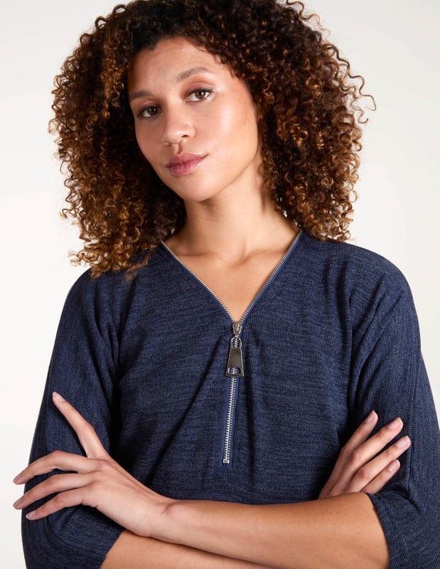 Metallic Zip Front Top