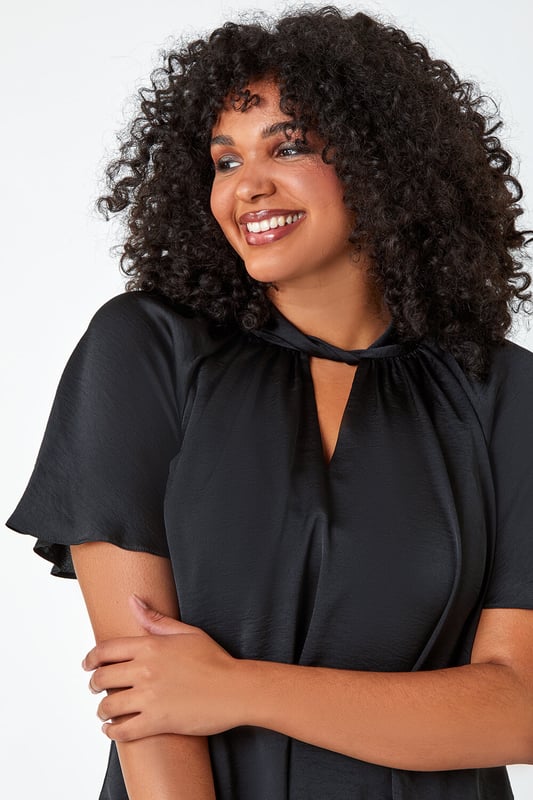 Curve Twist Neck Satin Top