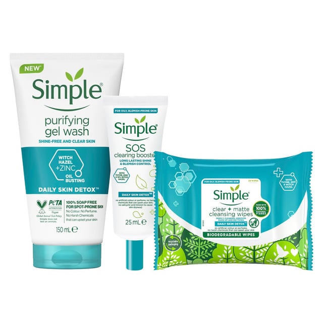 Simple Daily Skin Detox Purifying Face Wash, 150ml, 6 pack