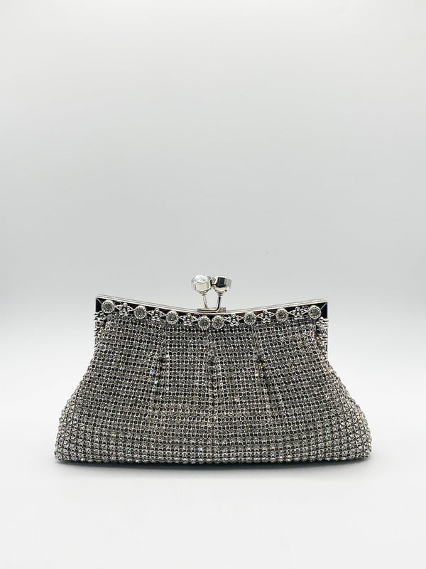 Silver Crystal Clutch Bag