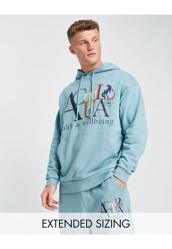 ASOS Actual co-ord oversized hoodie with health and wellbeing front ...