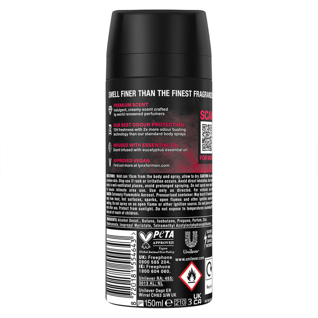Lynx Men Deodorant Body Spray Cherry Spritz with 72Hrs Freshness 150ml ...