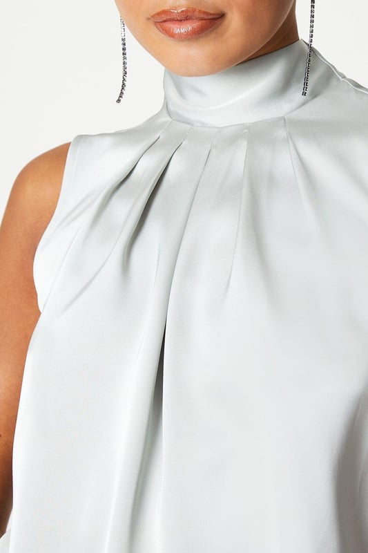 Drape Satin High Neck Top