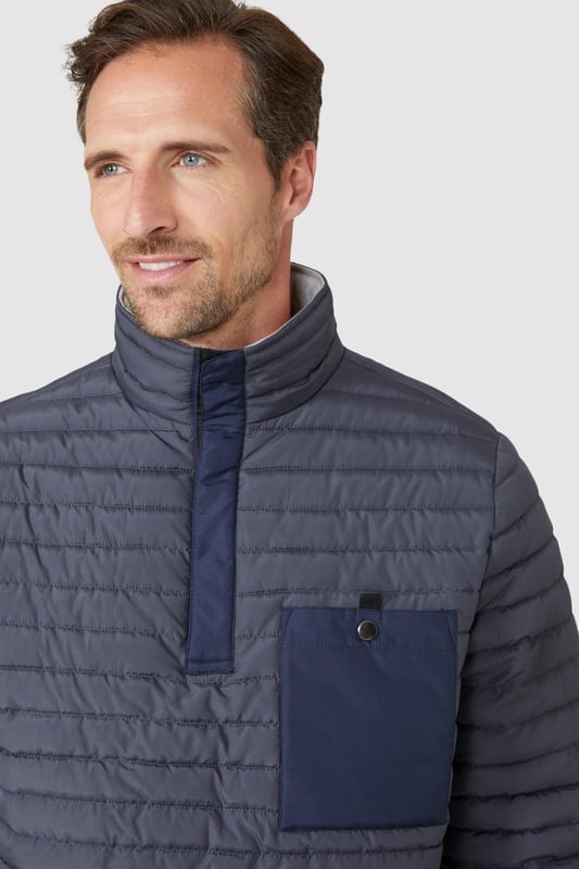 Horizontal Overhead Button Neck Jacket