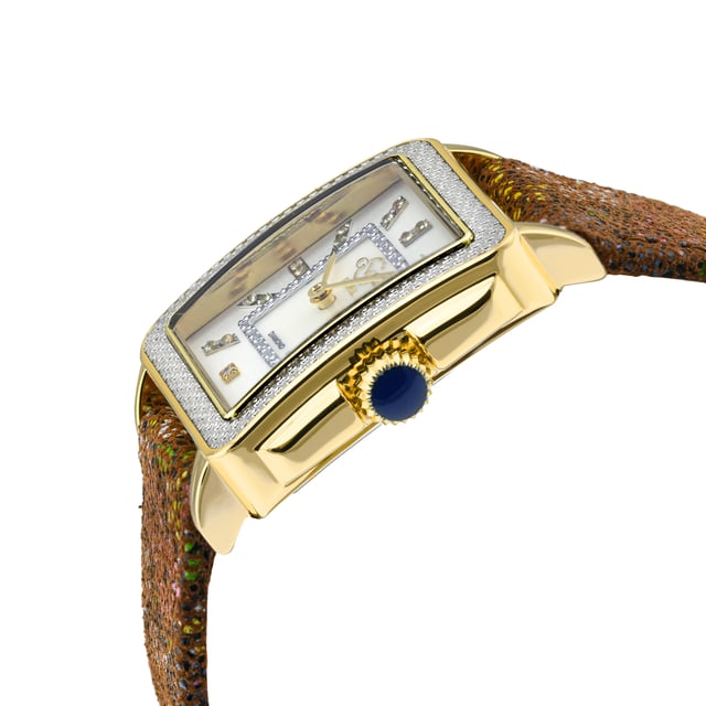 GV2 Womens Padova Gemstone 12339F Leather Swiss Quartz Watch