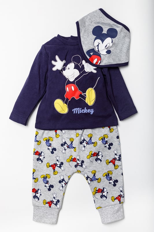 Mickey Mouse Print Cotton 3-Piece Baby Gift Set