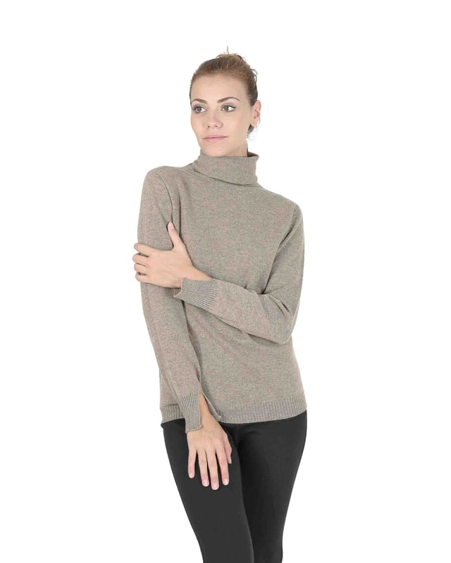 Crown Of Edinburgh Cashmere Womens Turtleneck Sweater Coe 0023 Ecru