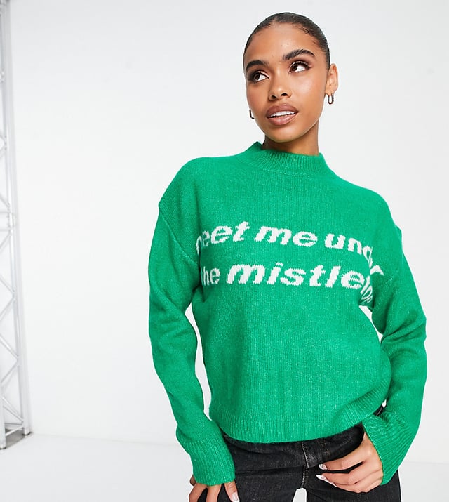 Missguided under the mistletoe jumper in green