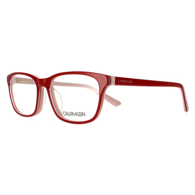 Calvin Klein Rectangular Womens Red On Blush Glasses Frames