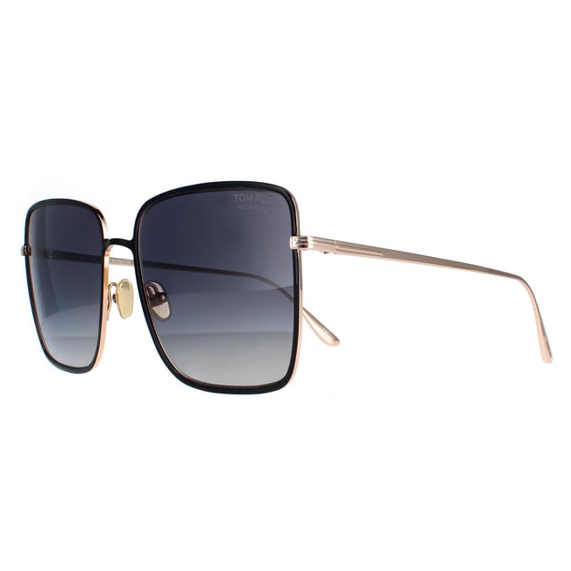 Tom Ford Square Womens Shiny Black Grey Polarized Heath FT0739