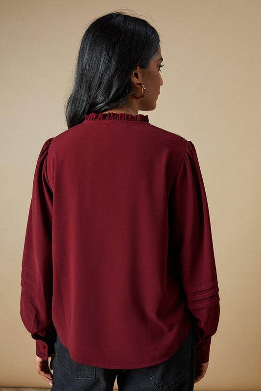 Lace Trim Button Blouse