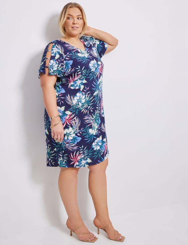 Womens Autograph Woven Cold Shoulder Shift Dress - Plus Size