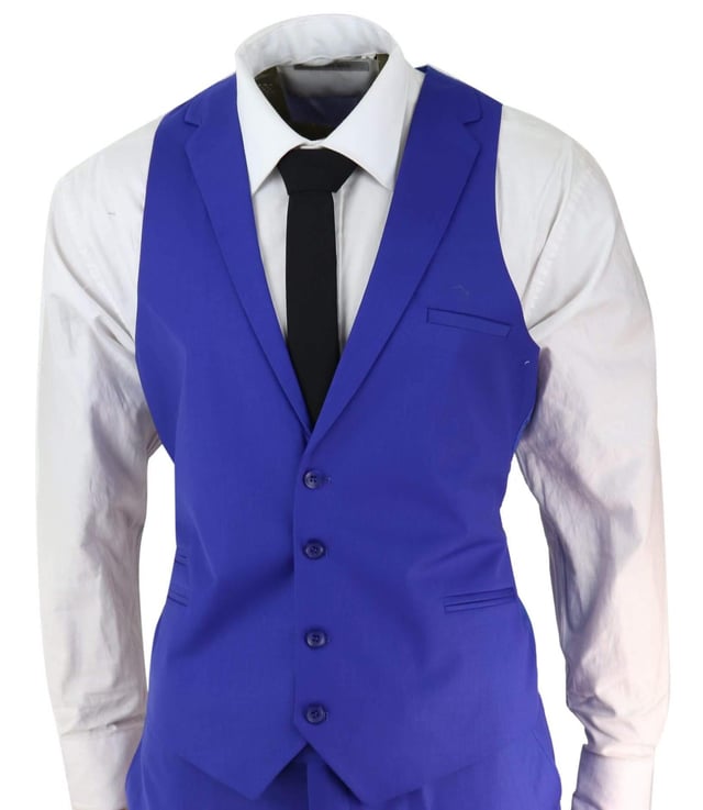 Herr 3 delar Royal Blue Tailored Fit Komplett kostym Best Man ...