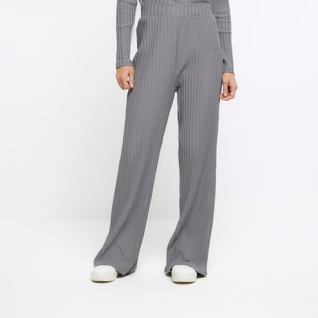 River Island Womens Wide Leg Trousers Grey Flared