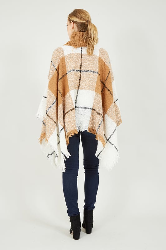 Mela Knitted Colour Block Poncho
