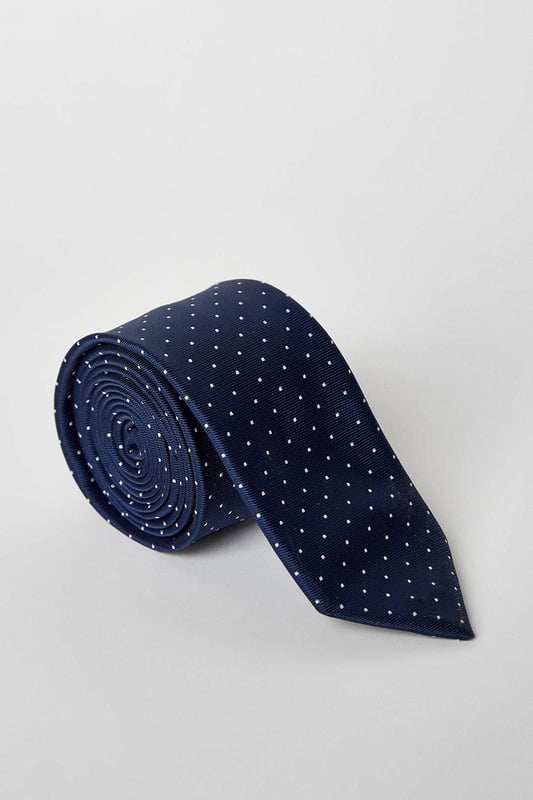 navy tie with subtle pattern