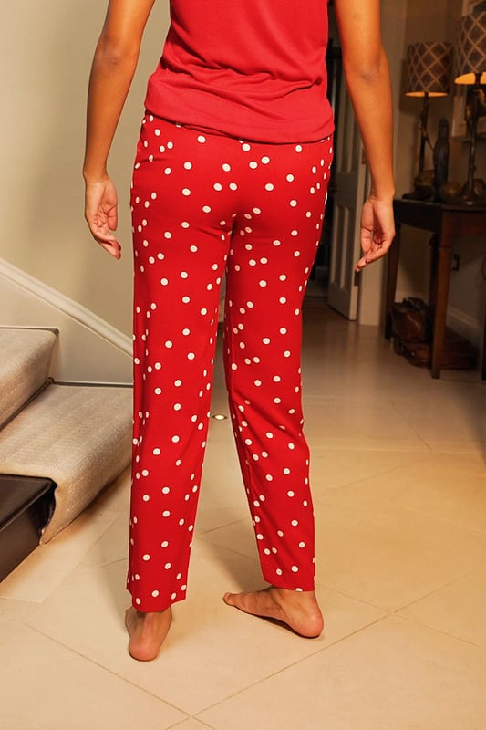 Red & White Spot Print Pyjama Bottoms