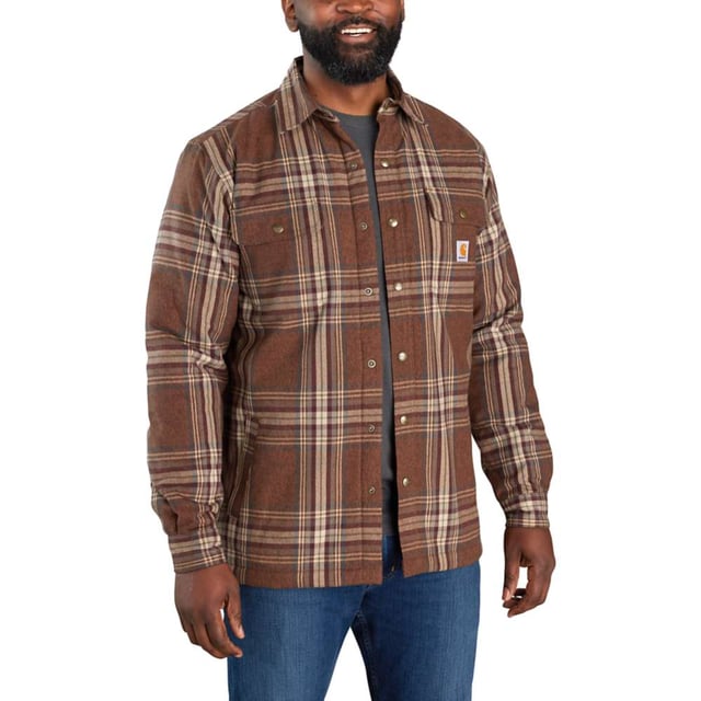 Carhartt Mens Flannel Sherpa Lined Relaxed Fit Shirt Jacket