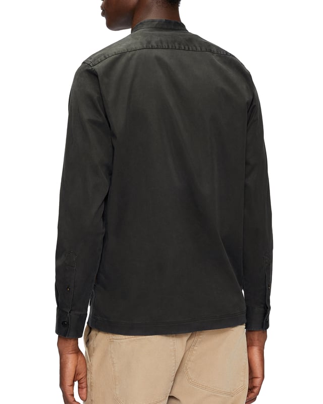Ted Baker Resultz Long-Sleeved Zipped Grandad Collar Shacket, Black