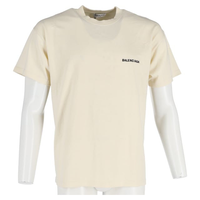 Balenciaga Jersey Vintage-Logo T-Shirt in Cream Cotton