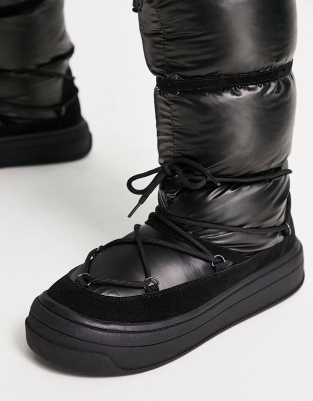 ASOS DESIGN puffer chelsea boot in black nylon