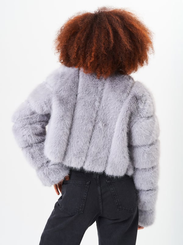 Panel Faux Fur Crop Jacket