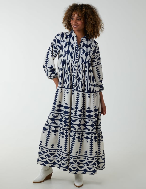 Aztec Tiered Maxi Dress