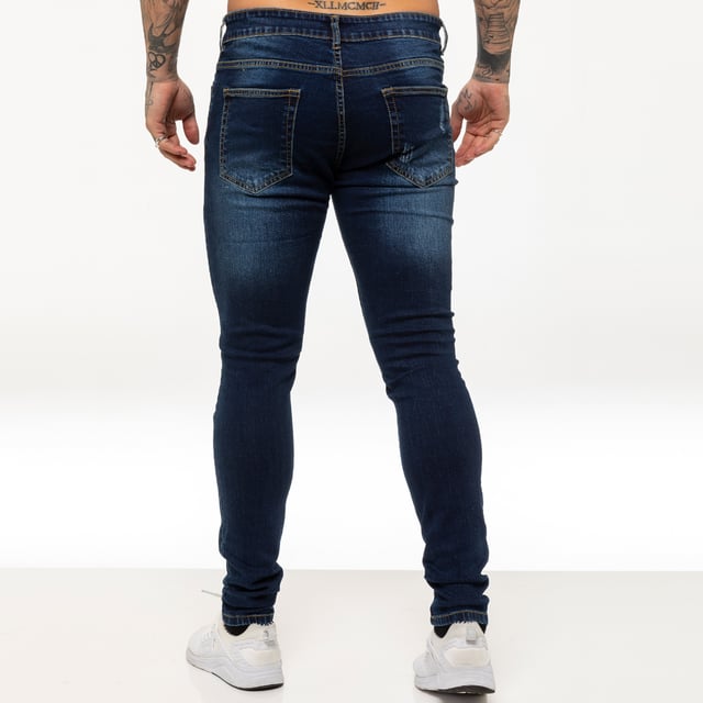 Enzo Mens Skinny Ripped Jeans Enzo Mens Skinny Ripped Jeans