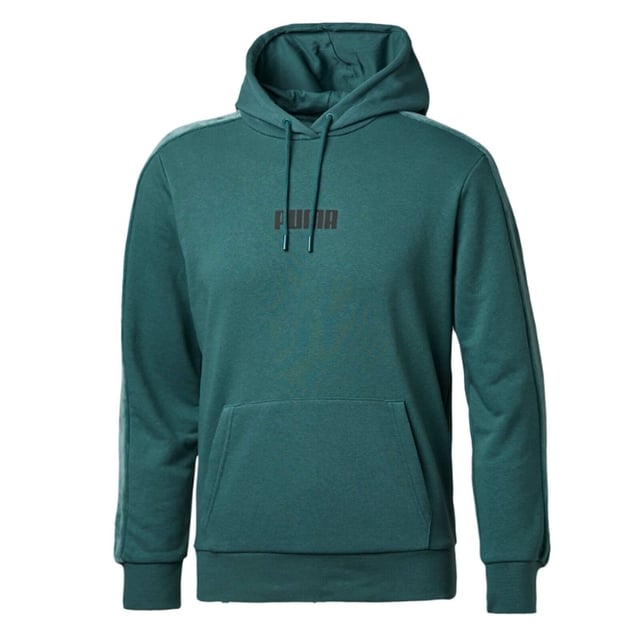 Puma Velvet Hoodie Logo Jumper Green Sweat - Mens