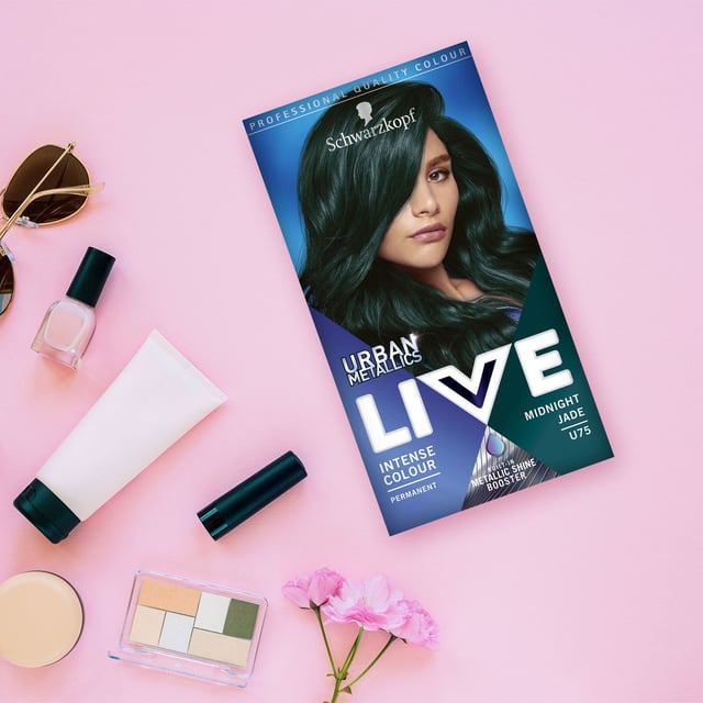 3x Schwarzkopf Live Urban Metallics Permanent Hair Dye, U75 Midnight Jade