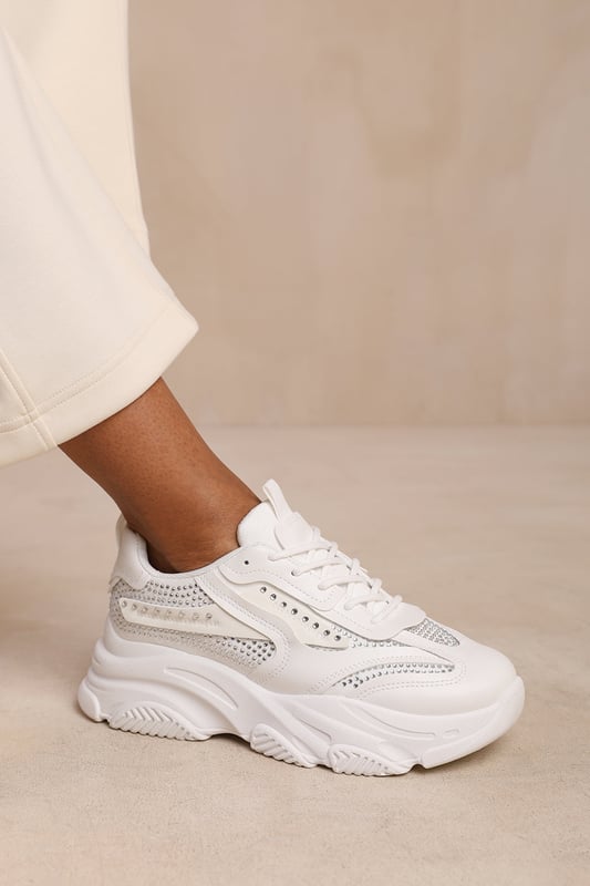 Wheres That From Womens 'Groove' Chunky Sole Diamante Detail Trainer