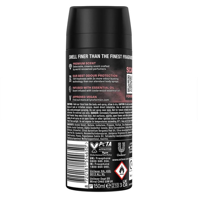 Lynx Body Spray Fine Fragrance Collection Cocoa Velvet for Men 150ml, 6 ...